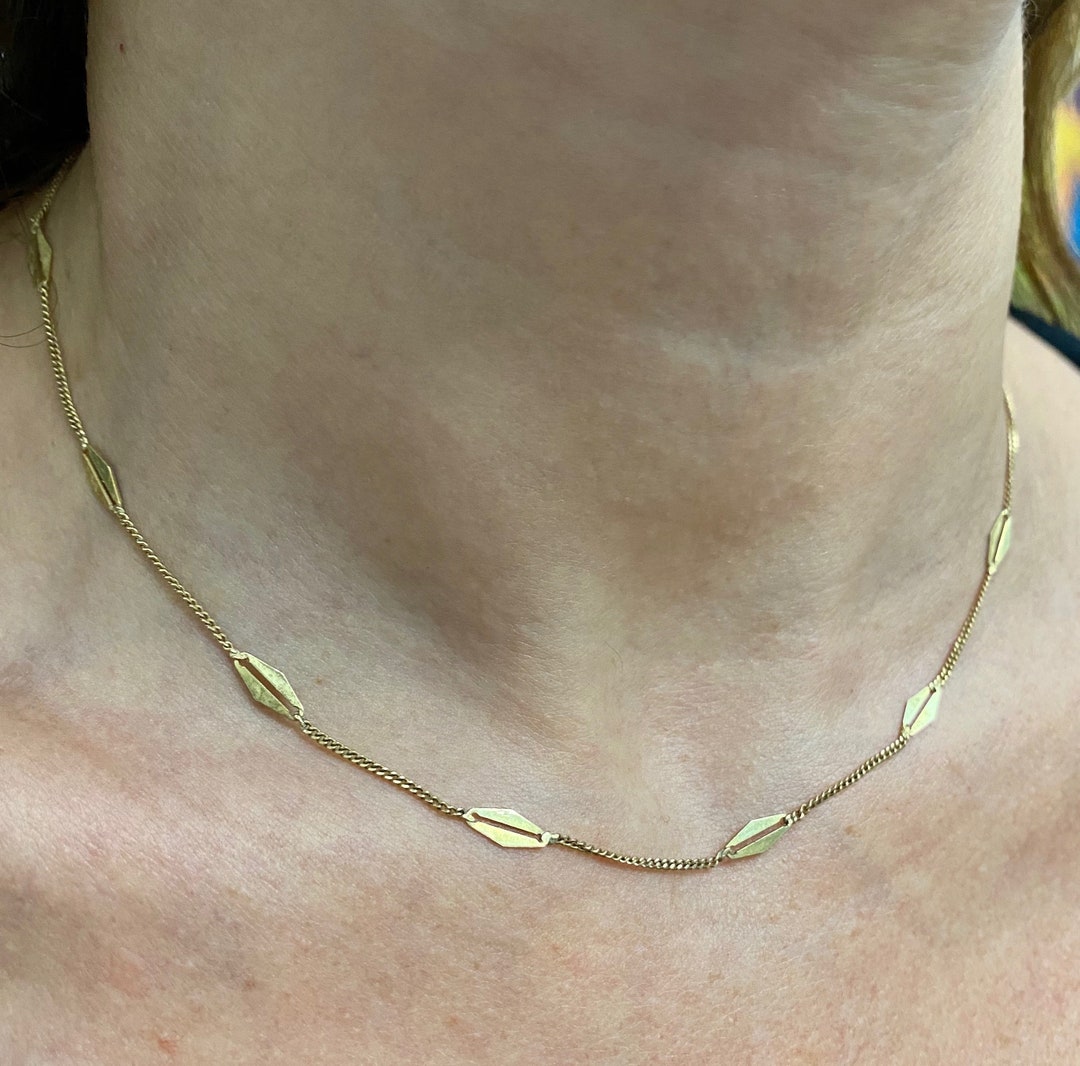 Thin 14k Solid Gold Necklace / 16 Inch 14k Yellow Gold Thin Chain ...