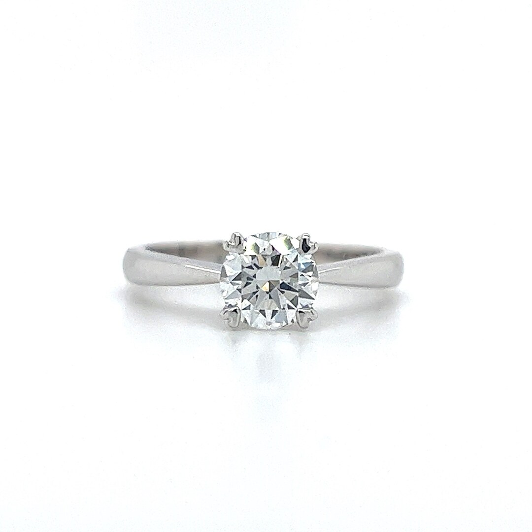 Round Cut Lab Diamond Ring in Solitaire 18k White Gold. 1.02 Carat E ...