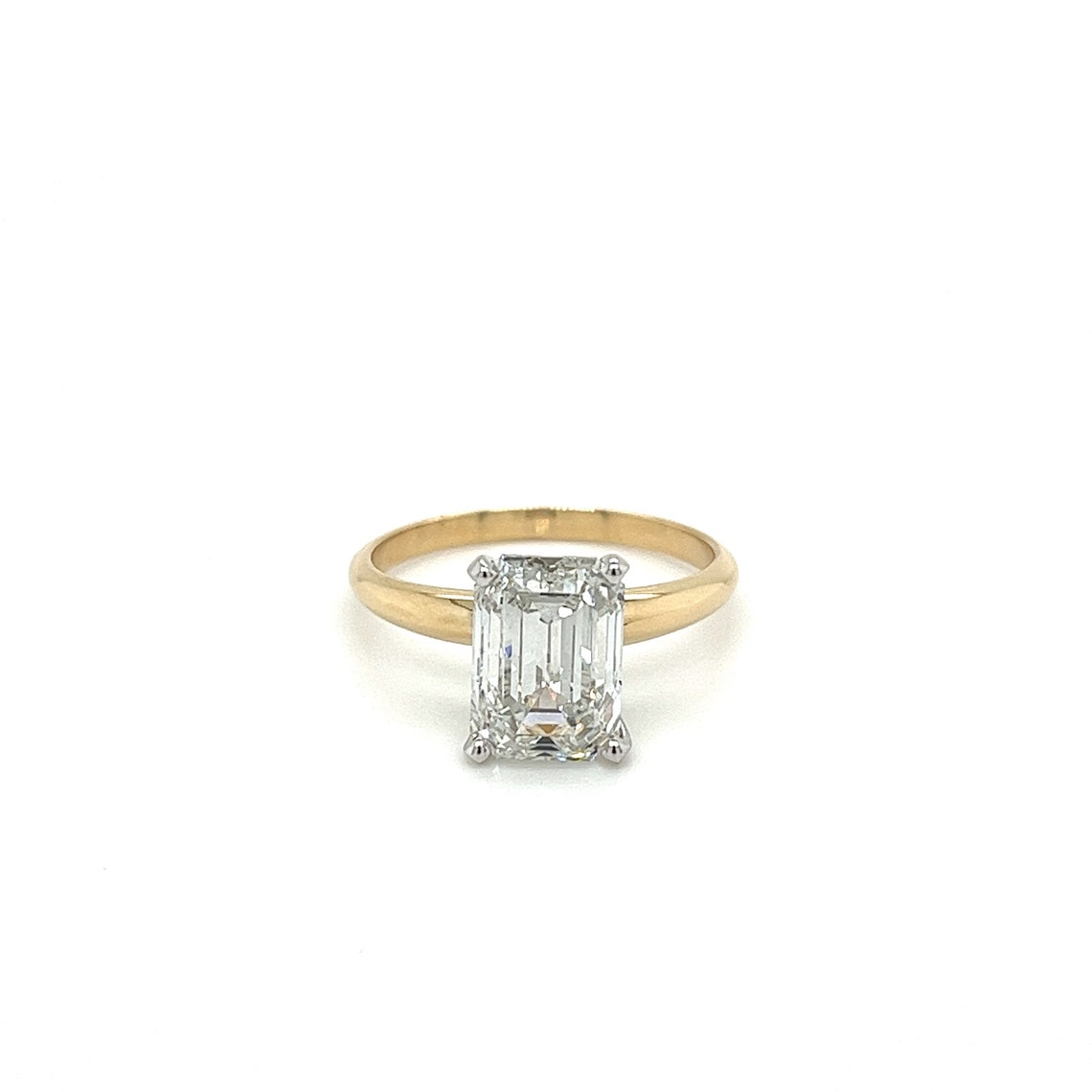 2-tone 3 Carat Emerald Cut Lab Grown Diamond Solitaire - Etsy