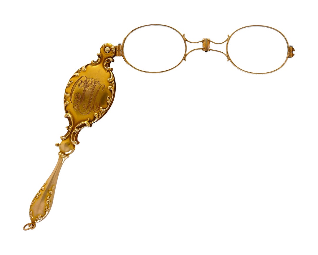 Vintage Retro Era Lorgnette Glasses With 14K Yellow Gold Case - Etsy