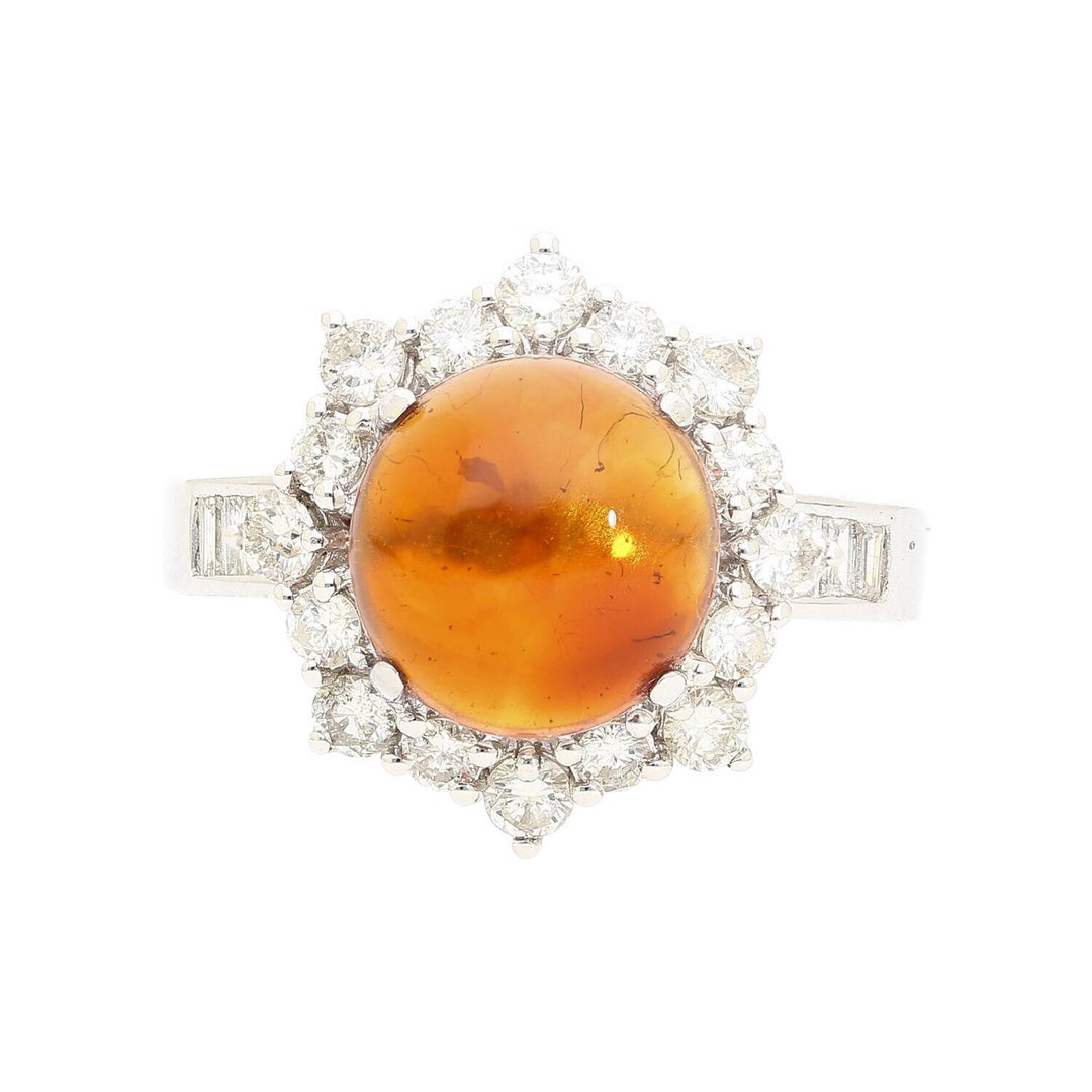 2.5 Carat Orangey Yellow Opal and Diamond Ring in 14k White Gold - Etsy