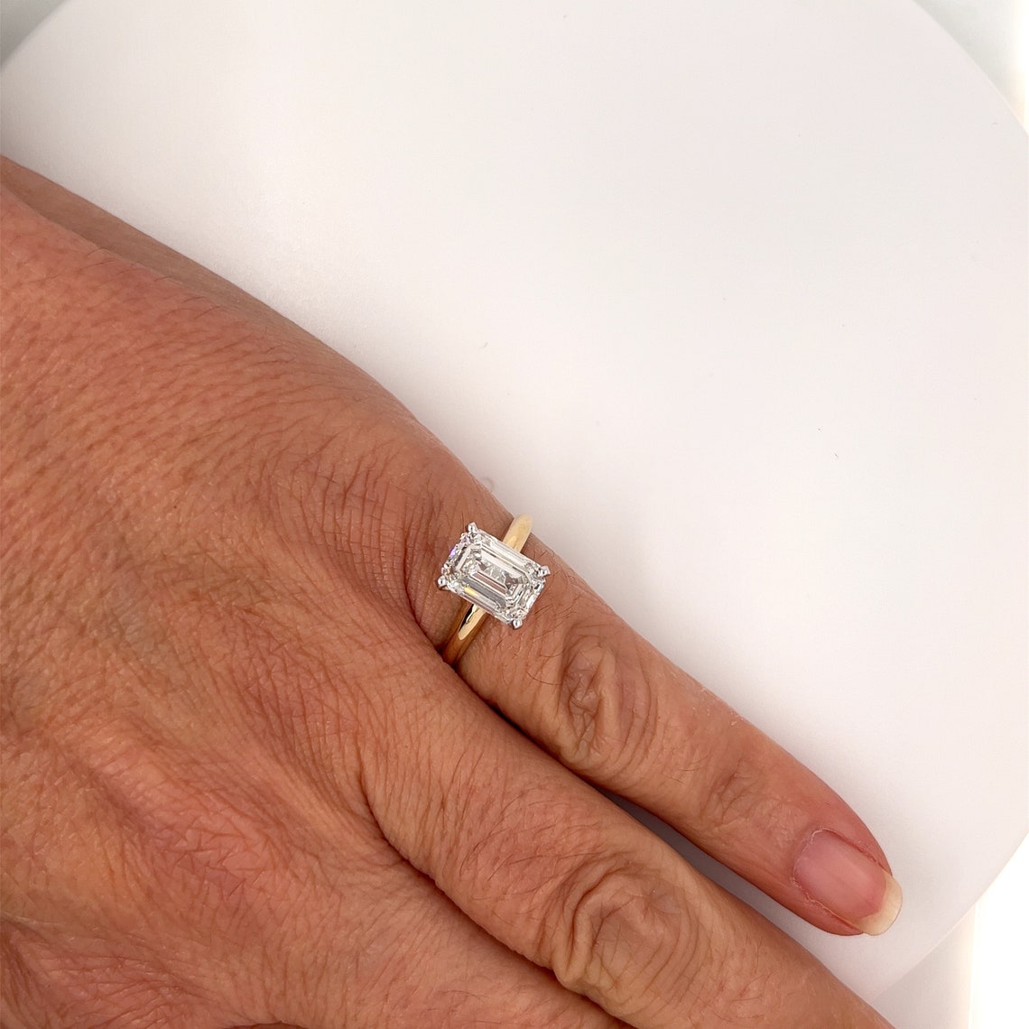 2-tone 3 Carat Emerald Cut Lab Grown Diamond Solitaire - Etsy