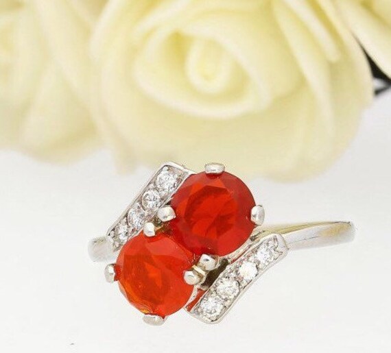Red Opal Engagement Ring, Alternative Red Opal Engage… - Gem