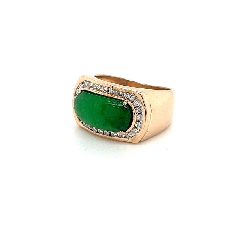 Vintage 18K Gold Horizontally Set Wide Jadeite Jade and Channel Set ...