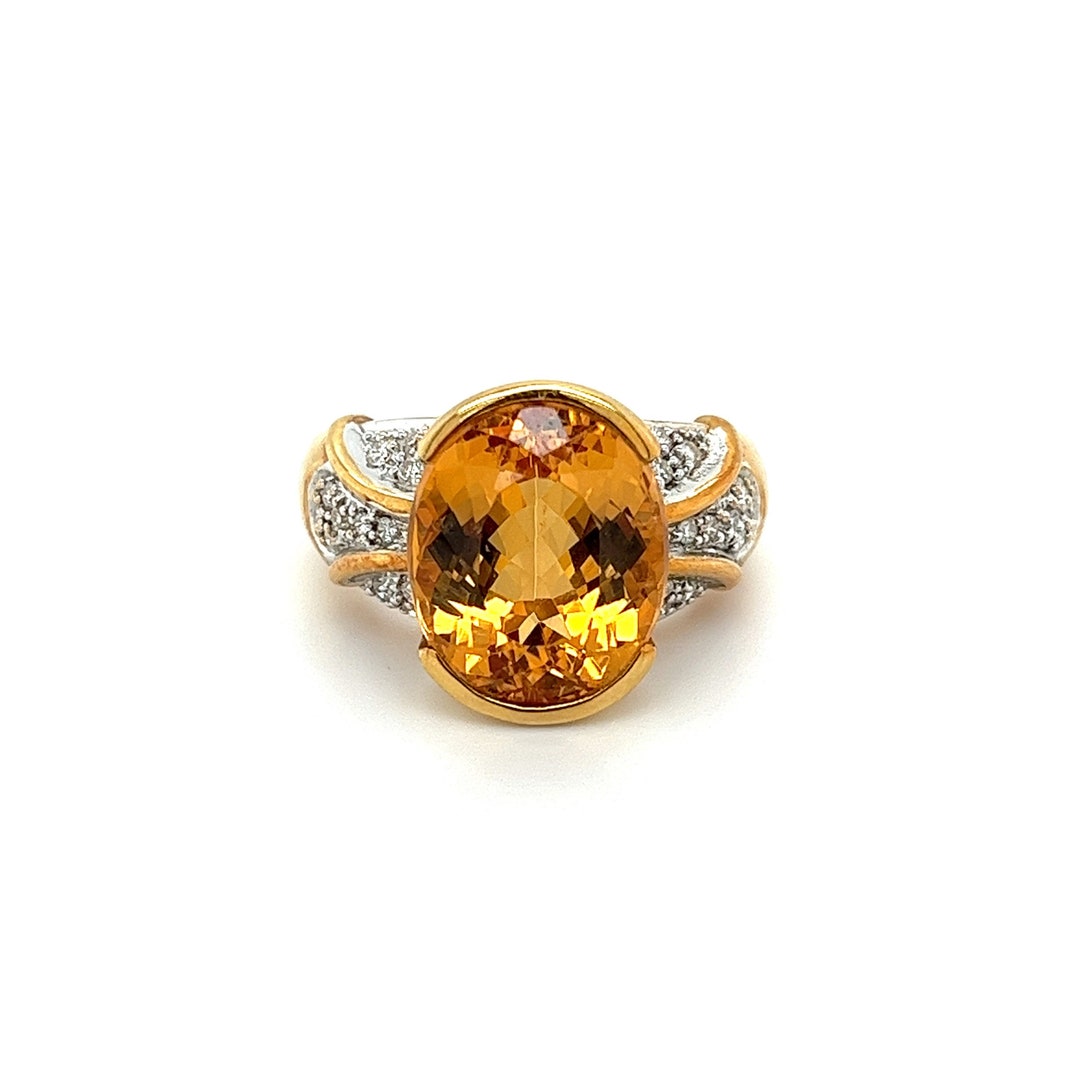 Vintage 10.50 Carat Oval Cut Precious Topaz With Curved Round Cut ...
