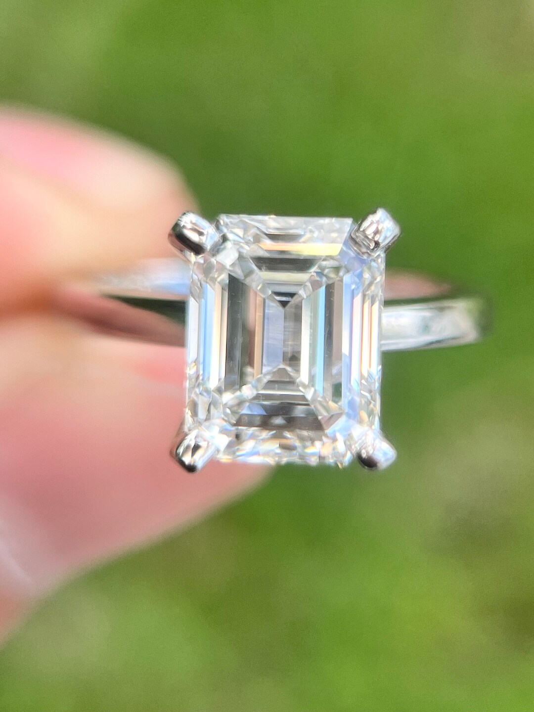 3 Carat Emerald Cut Lab Grown Diamond Engagement Ring, 3 Carat Lab ...