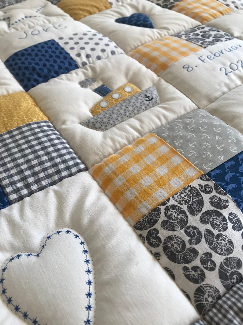Krabbeldecke mit Namen, Individuelle Babydecke JORIS, Patchworkdecke, personalisiert - Etsy.de
