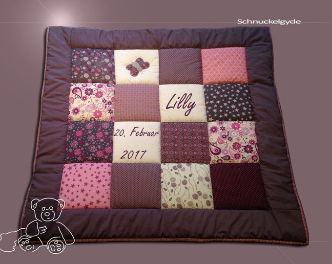 Krabbeldecke mit Namen, Krabbeldecke mit Namen, Babydecke, Lilly Patchworkdecke, personalisiert ...