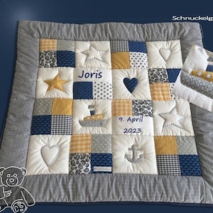 Krabbeldecke mit Namen, Individuelle Babydecke JORIS, Patchworkdecke, personalisiert - Etsy.de