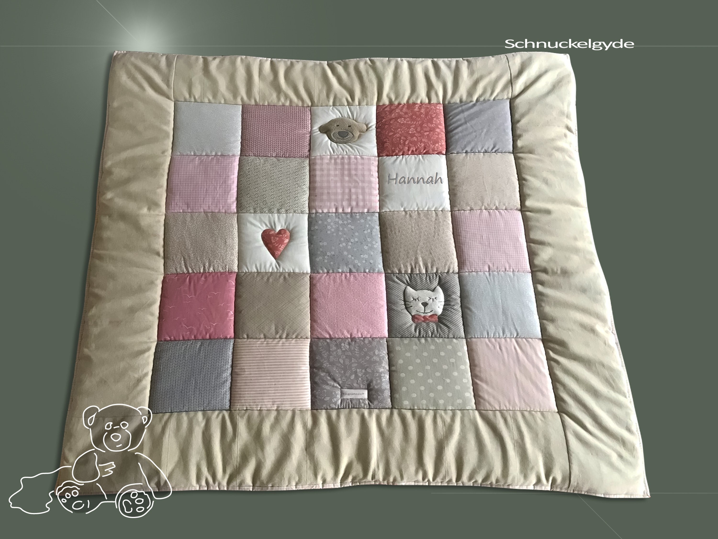 Krabbeldecke mit Namen, Individuelle Babydecke HANNAH Patchworkdecke, personalisiert - Etsy.de