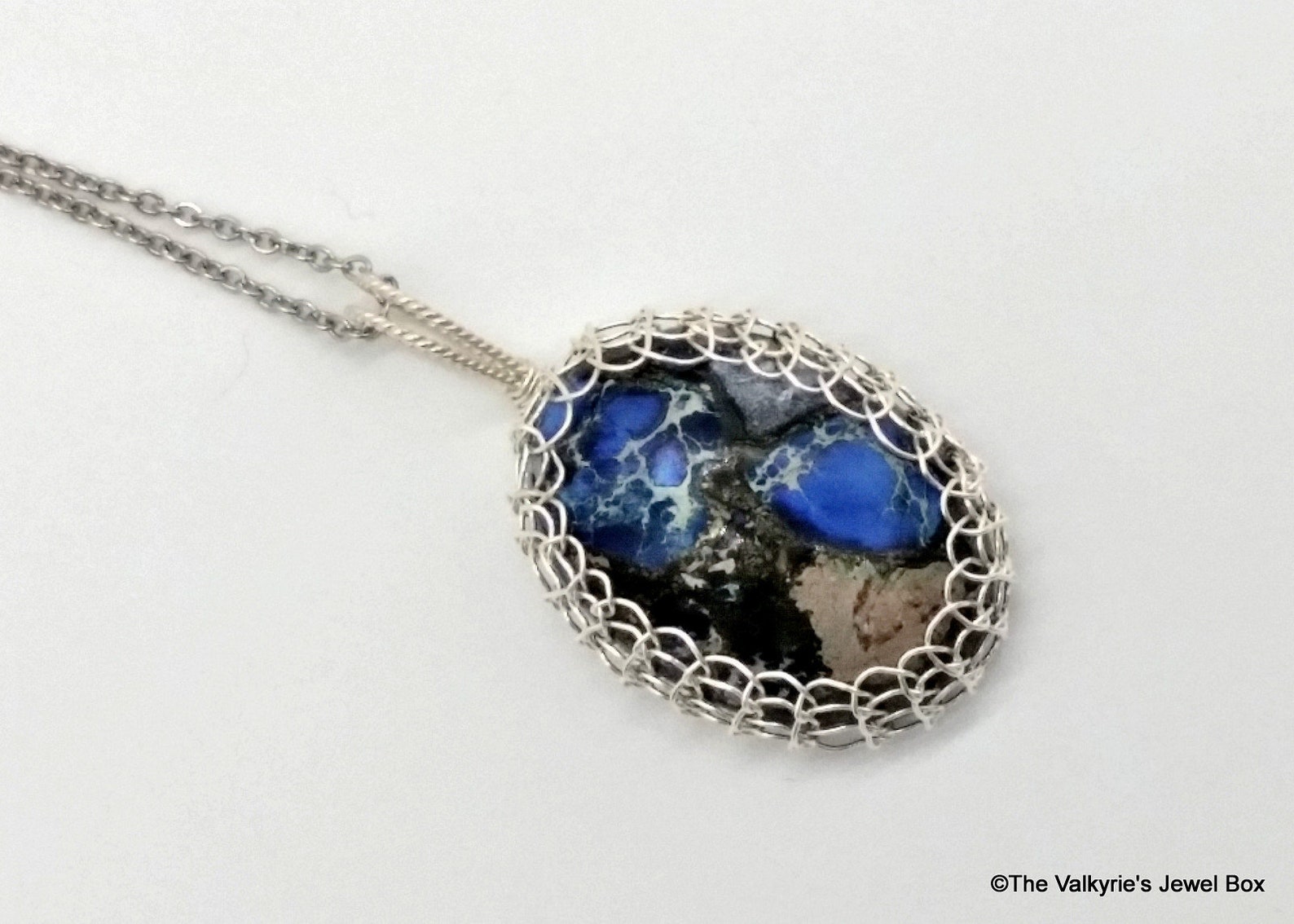 Blue Sea Sediment Pyrite Jasper Silver Pendant - Etsy