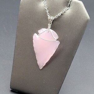 Cupids Arrow Pink Jadeite Arrowhead Pendant Wrapped in Stainless Steel ...