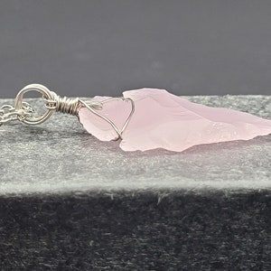 Cupids Arrow Pink Jadeite Arrowhead Pendant Wrapped in Stainless Steel ...