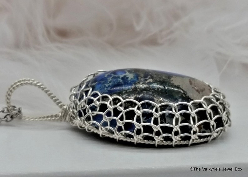 Blue Sea Sediment Pyrite Jasper Silver Pendant - Etsy