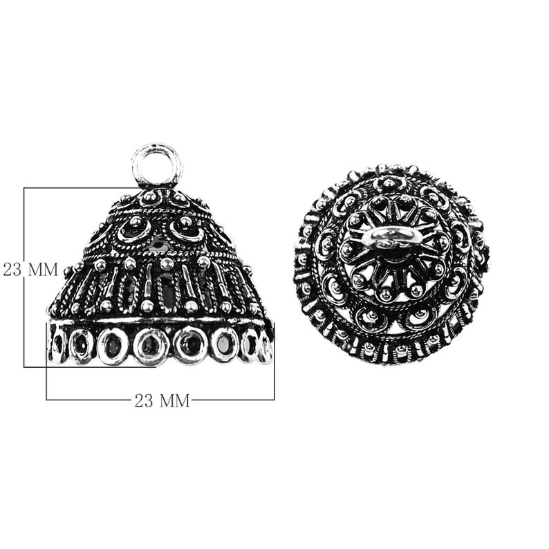 Handcrafted Silver Overlay Jhumka Dome Bead Cap From India – Polished ...