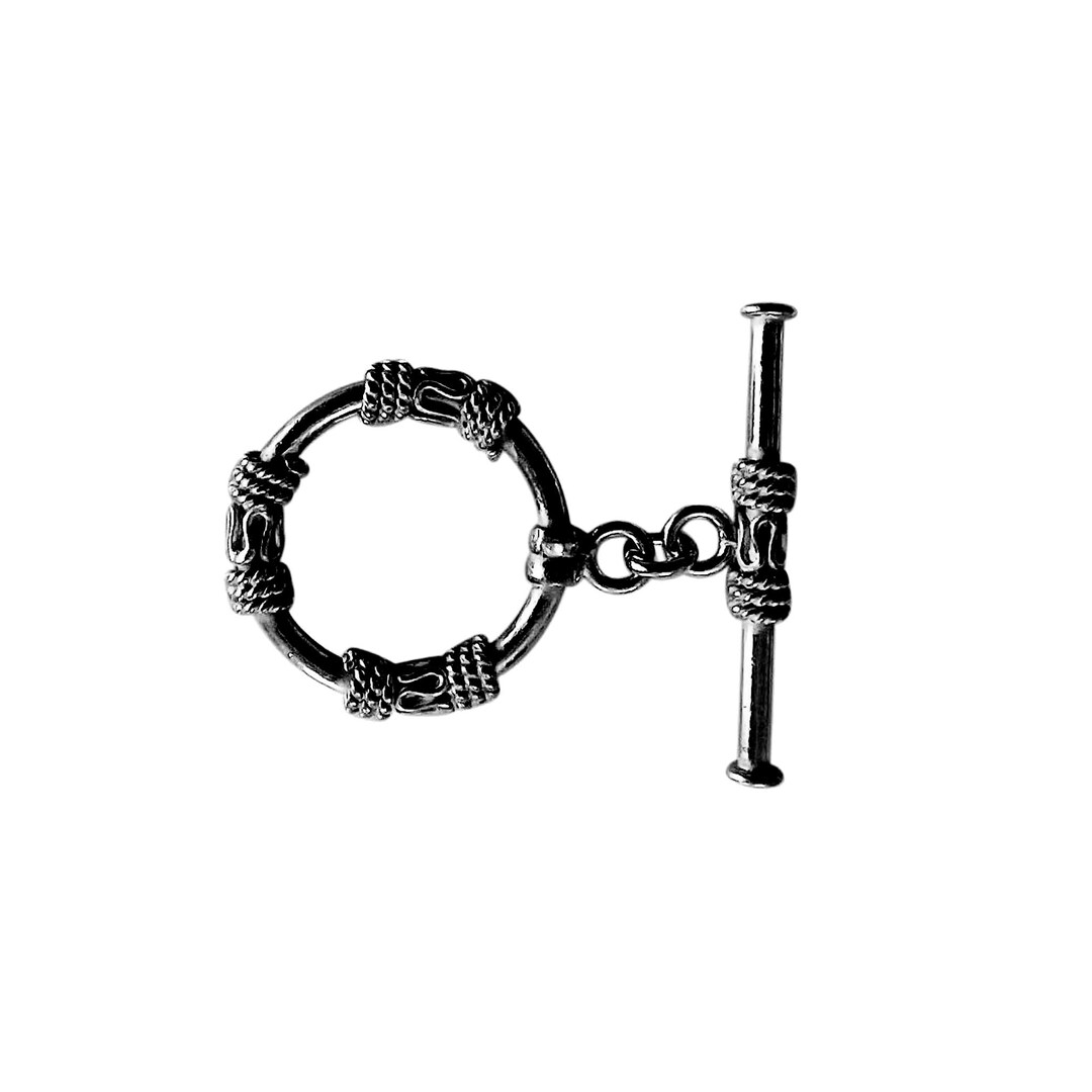 Black Rhodium Overlay Simple & Elegant Twisted Wire Wrapped Toggle ...