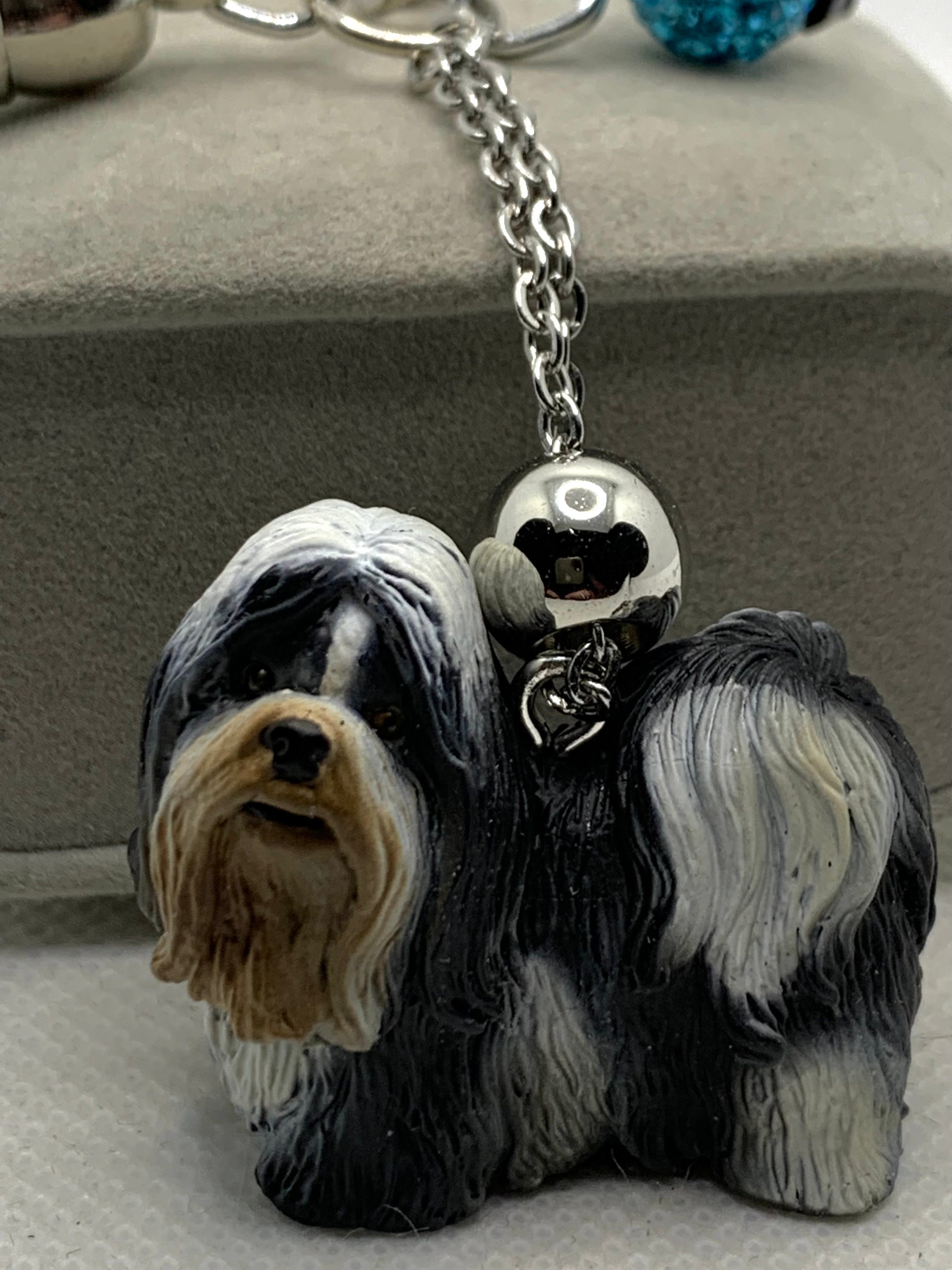 Shih Tzu / Tibetan Terrier Keychain With Swarovski Crystal Ball and ...
