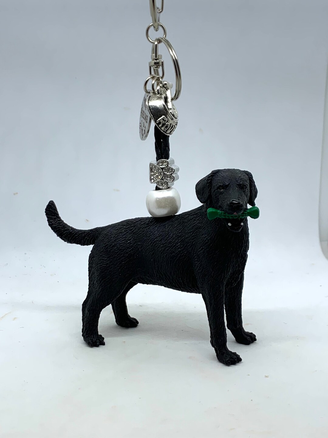 Bag Charm Black Labrador With Toy in Its Mouth, Stainless Steel Paw ...