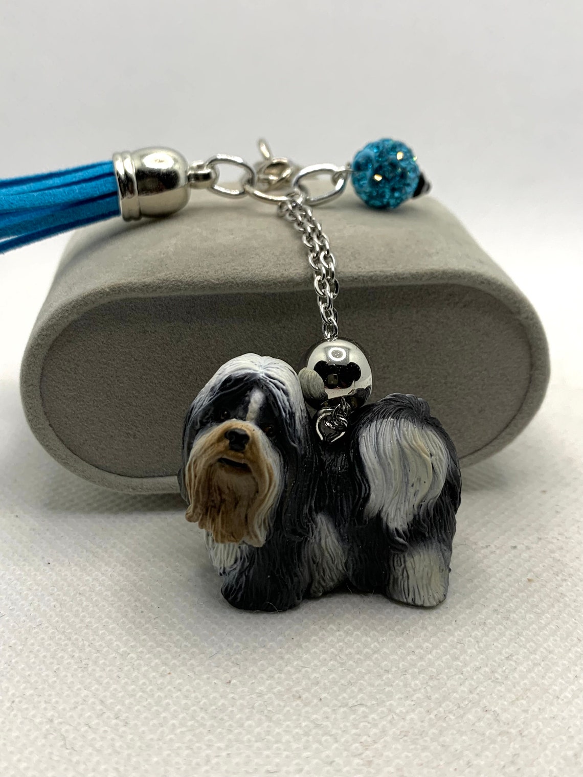 Shih Tzu / Tibetan Terrier Keychain With Swarovski Crystal Ball and ...