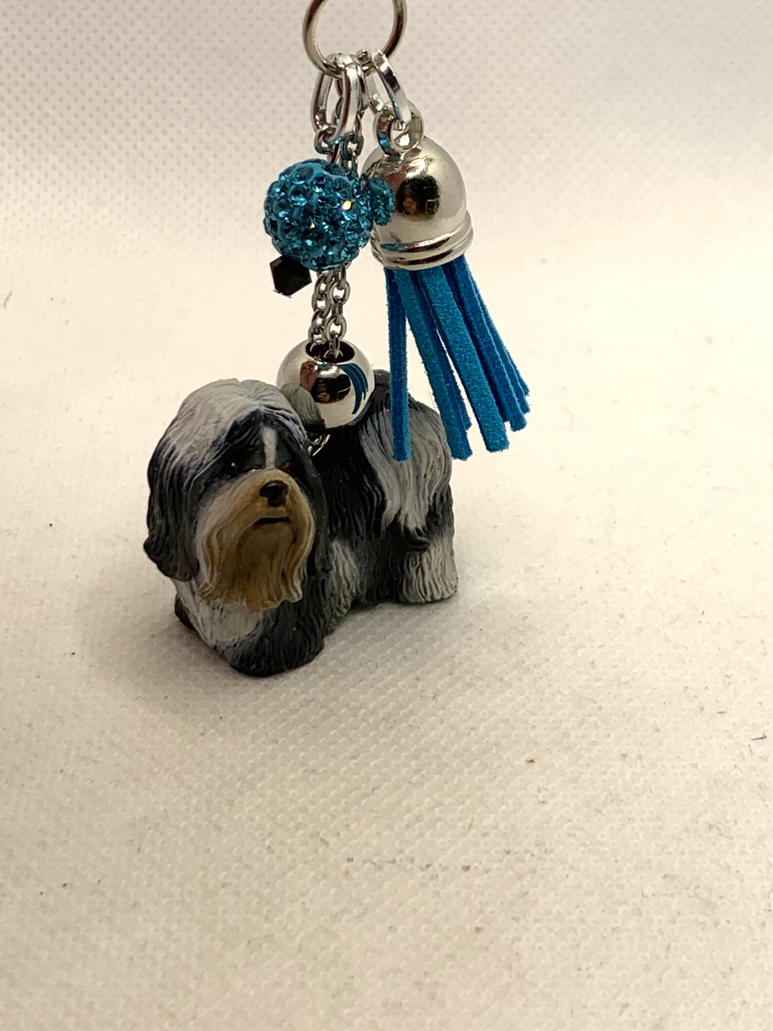 Shih Tzu / Tibetan Terrier Keychain With Swarovski Crystal Ball and ...