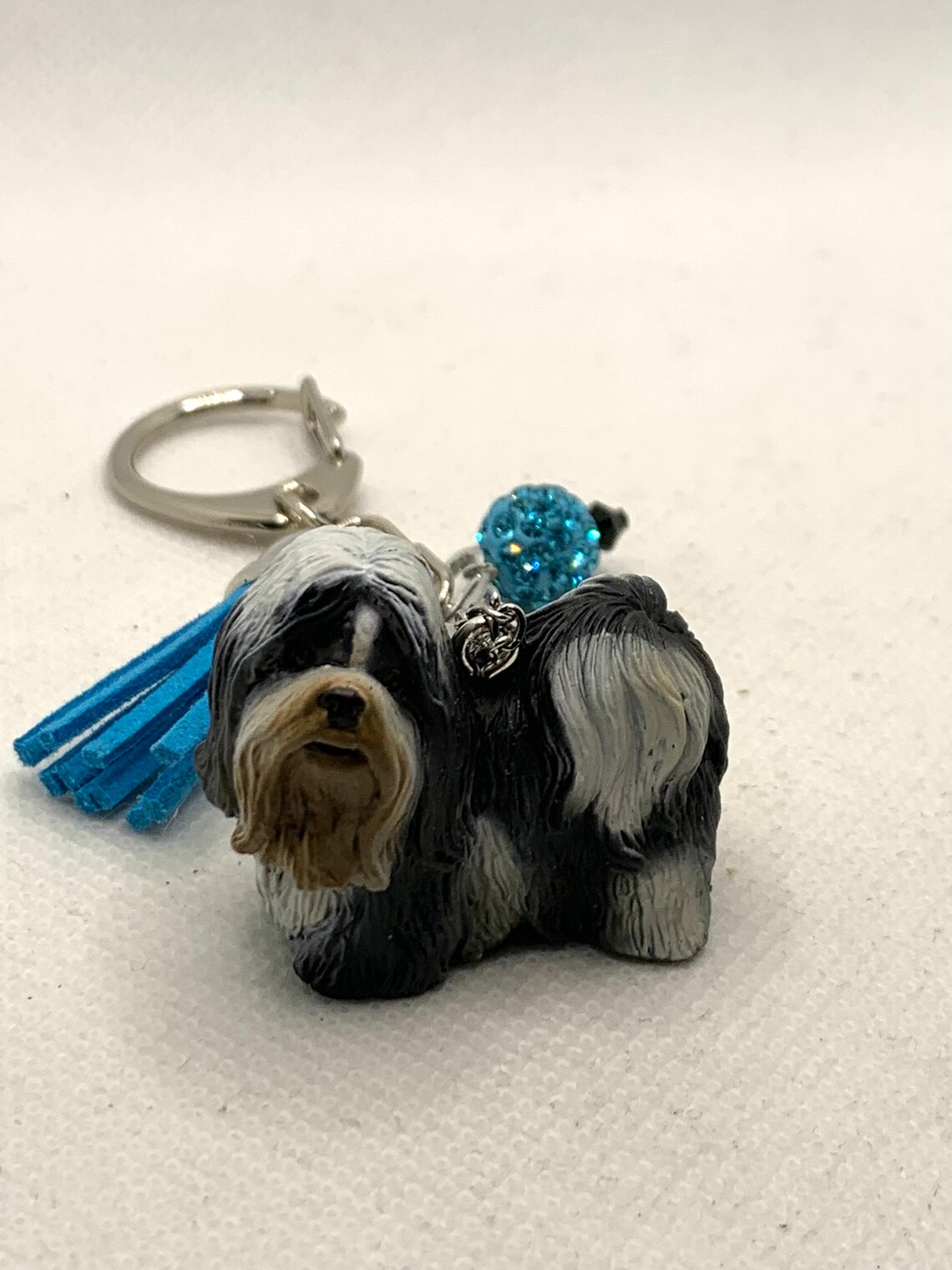 Shih Tzu / Tibetan Terrier Keychain With Swarovski Crystal Ball and ...