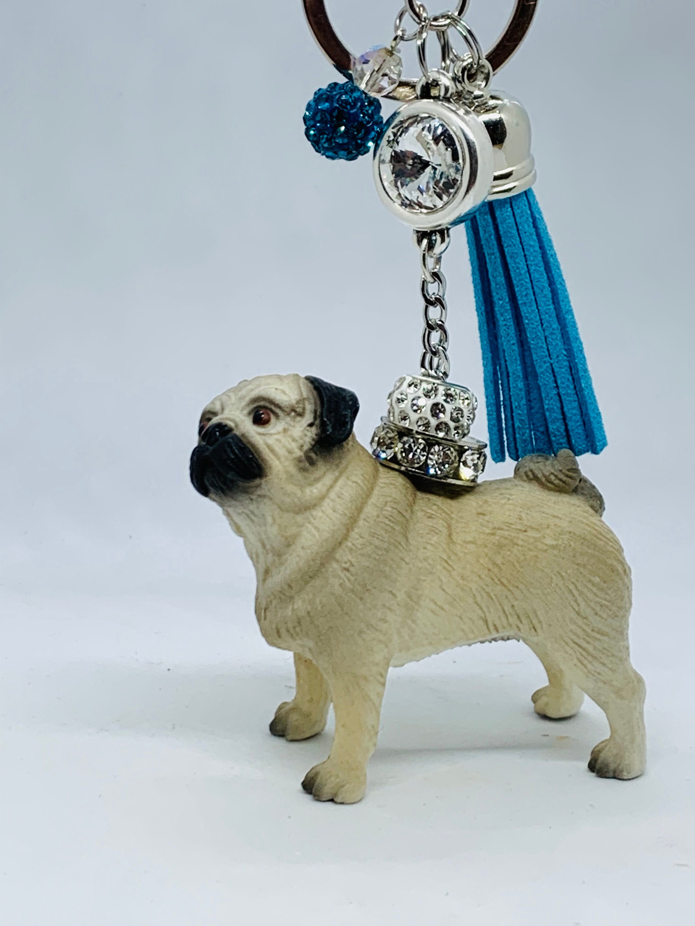 Bag Dangling Pug Swarovski Crystal and Suede Tassel - Etsy UK