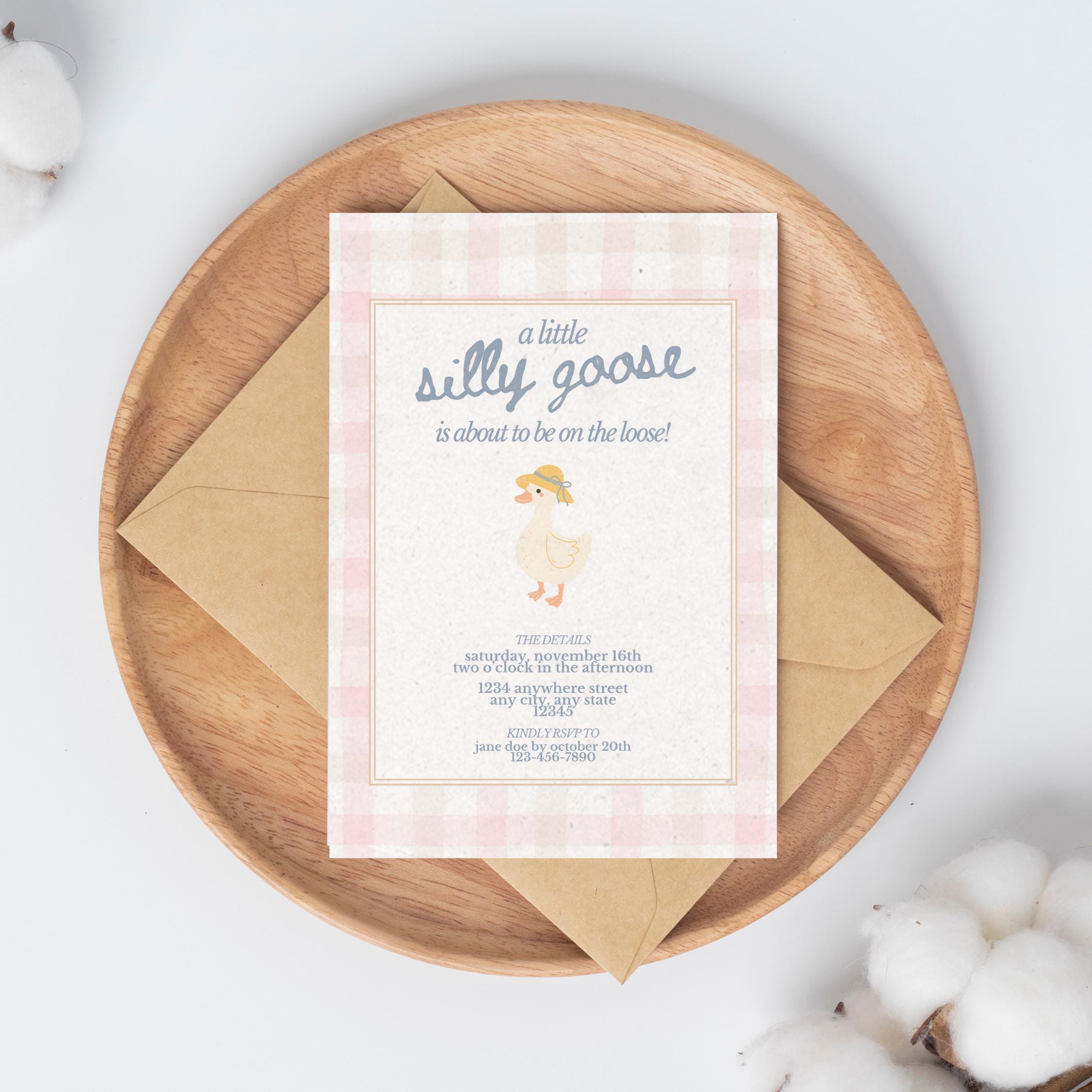 Editable Silly Goose Baby Shower Invitation Template | 5x7" Digital ...