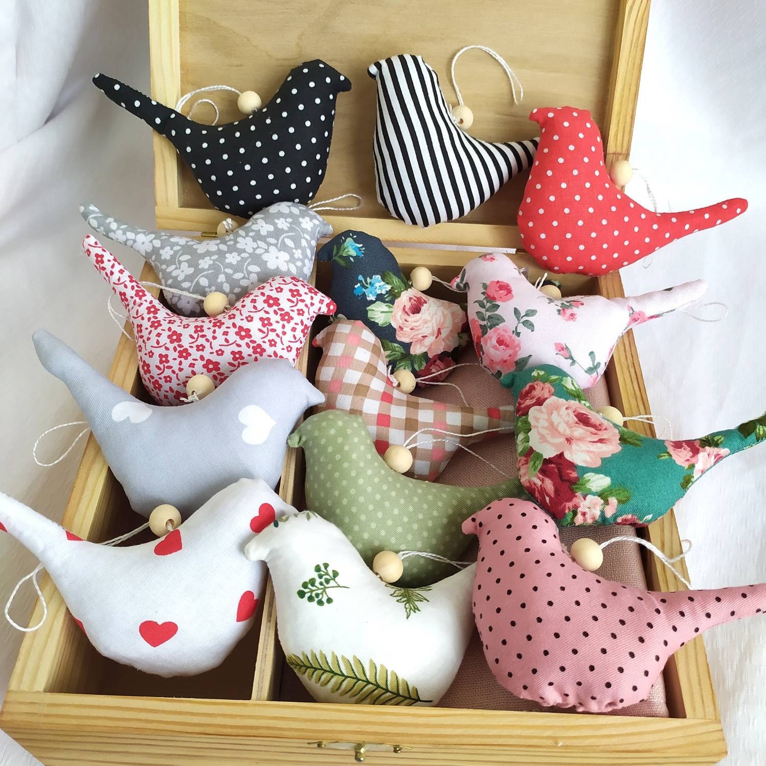 Whimsical Bird Decor, Hanging Fabric Birds Ornament, Christmas Tree ...