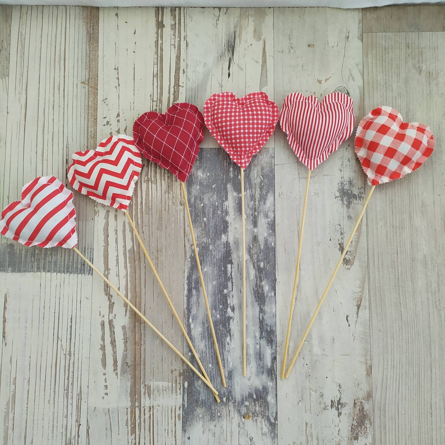 Heart on a Stick Fabric Heart Decorations Table Decor Heart Topper ...