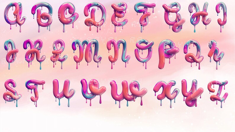 Split Monogram Alphabet, Candy Land Letters, Sweet Alphabet, Dripping ...