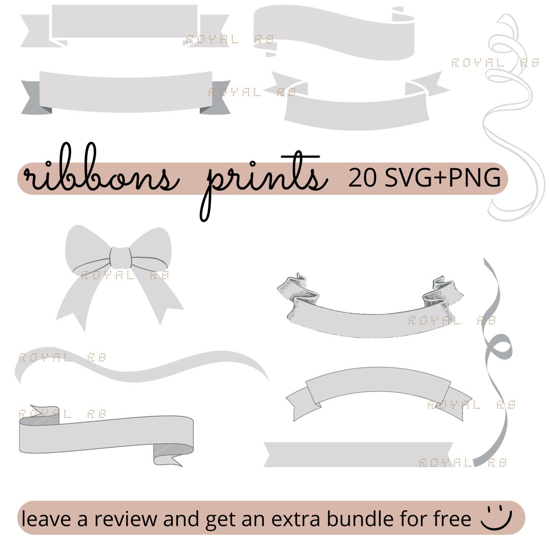 Ribbons Print Svg Bundle, Ribbons Cut File, Ribbon Clipart, Ribbon Svg ...