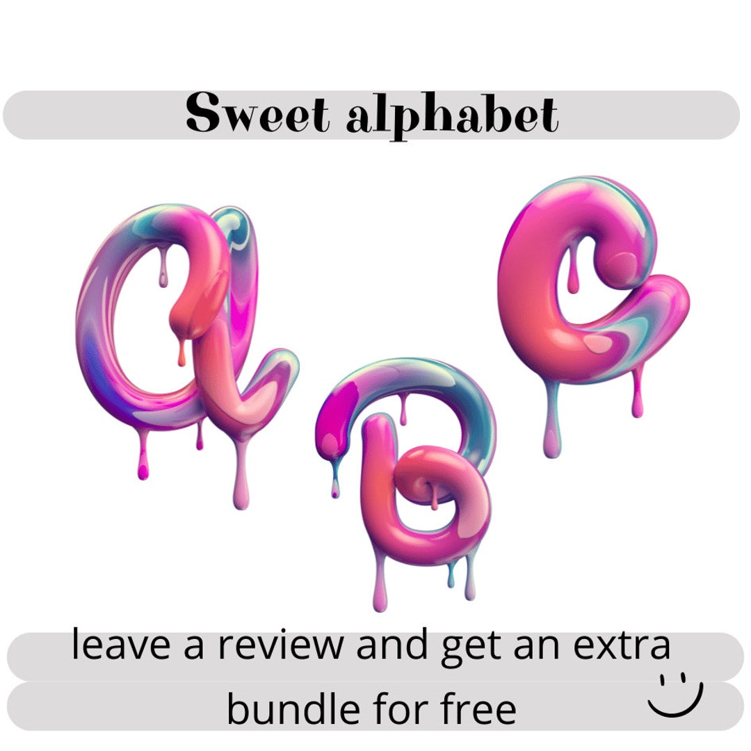 Split Monogram Alphabet, Candy Land Letters, Sweet Alphabet, Dripping ...