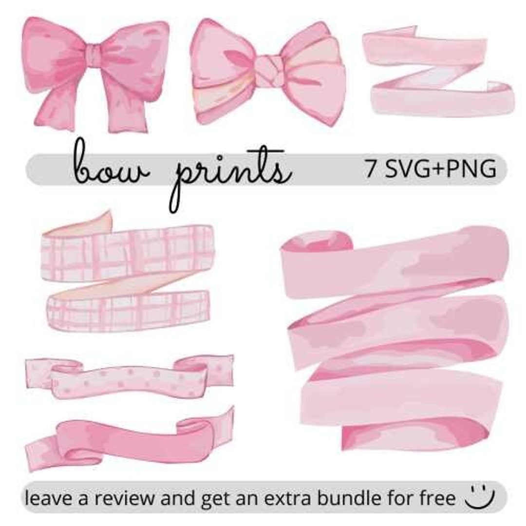 Water Color Bow Print Svg Bundle, Bows Cut File, Bow Clipart, Bow Svg ...