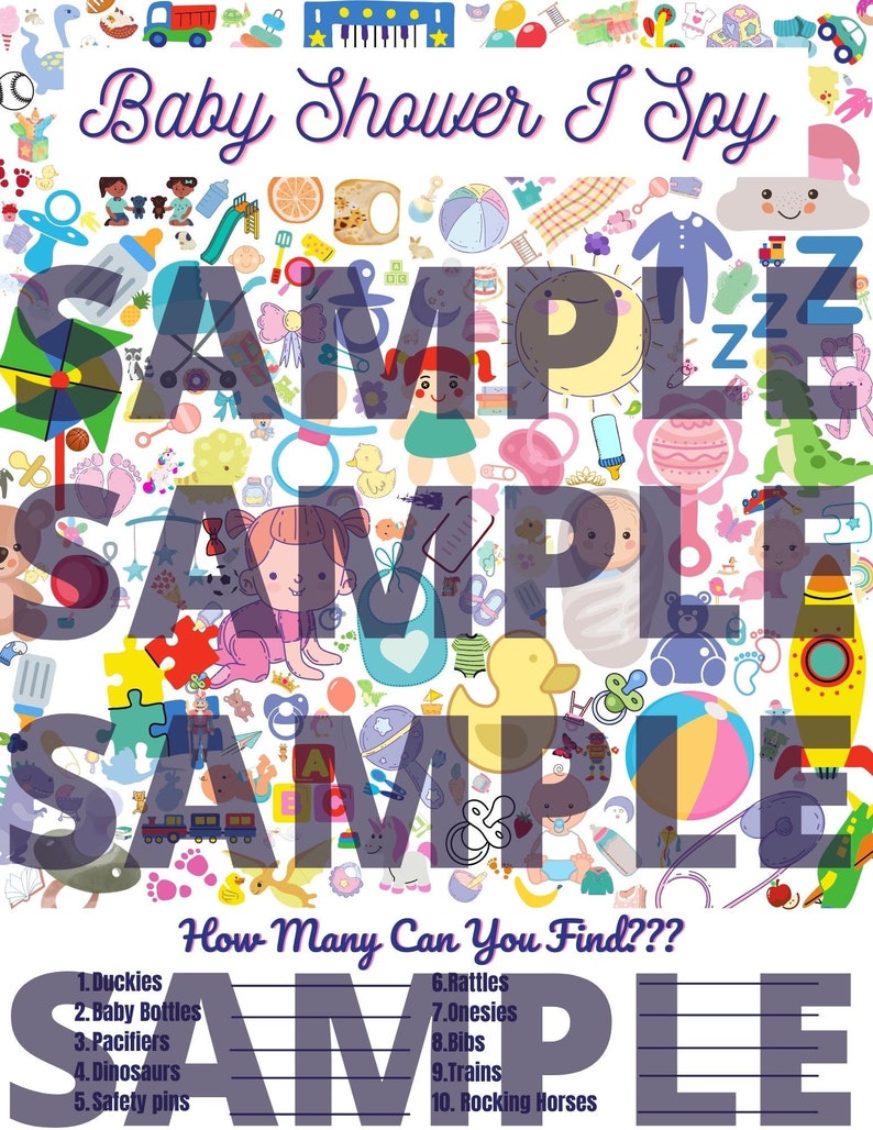 Baby Shower I Spy Printable Baby Shower Game - Etsy