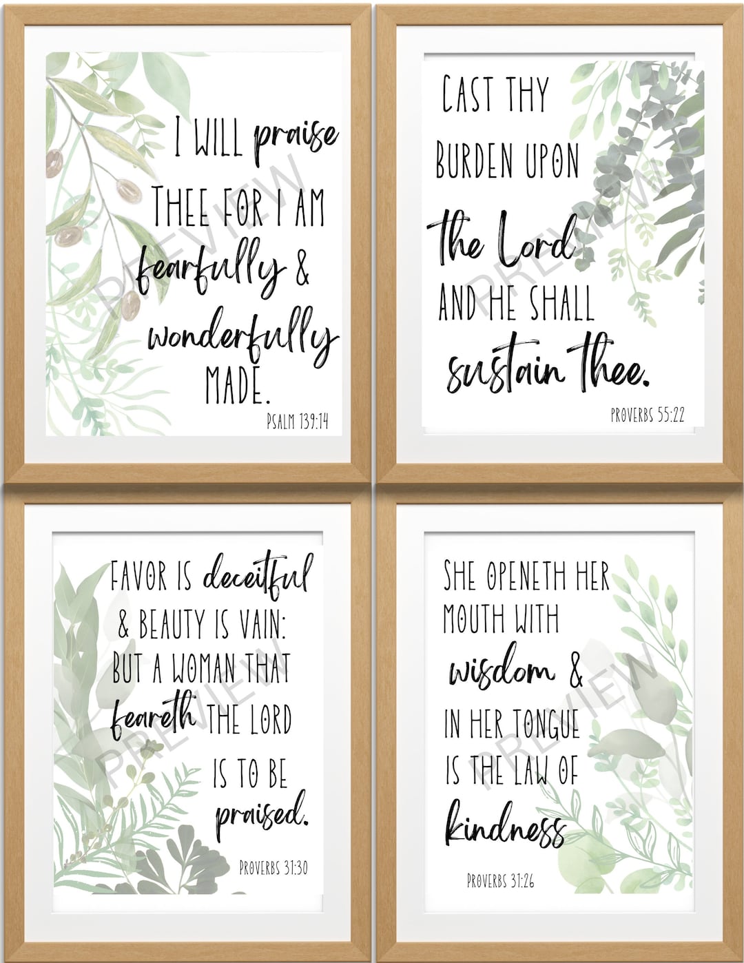 Printable Scripture Wall Art KJV Instant Download Greenery Bible Verse ...