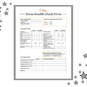 Horse Health Check Sheet, Equestrian, Equine, Horse Printable ...