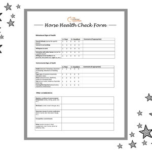 Horse Health Check Sheet, Equestrian, Equine, Horse Printable ...