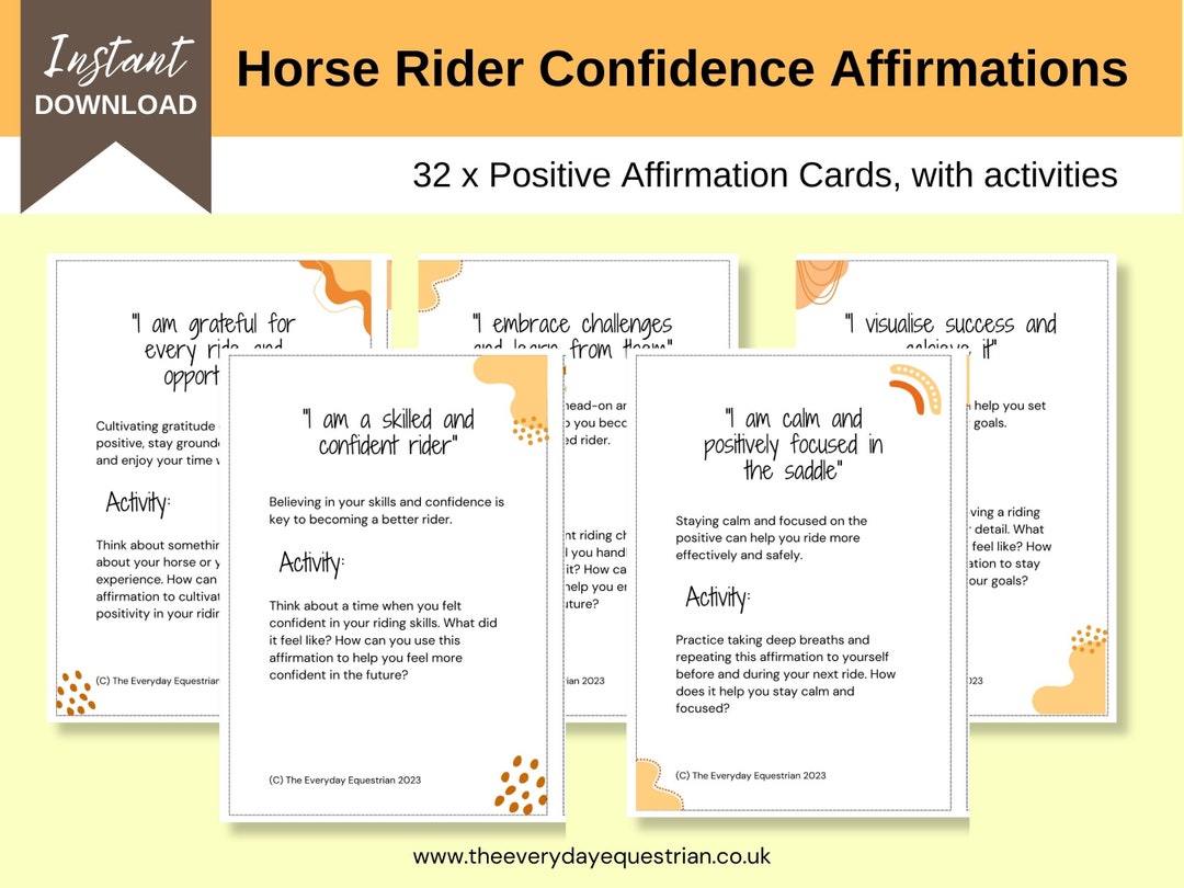 Equestrian, Affirmation Cards, Horse Rider Confidence, Positive Quote ...