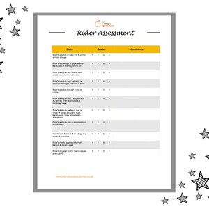 Horse Rider Assessment Form, Equestrian, Equine, Horse Printable ...