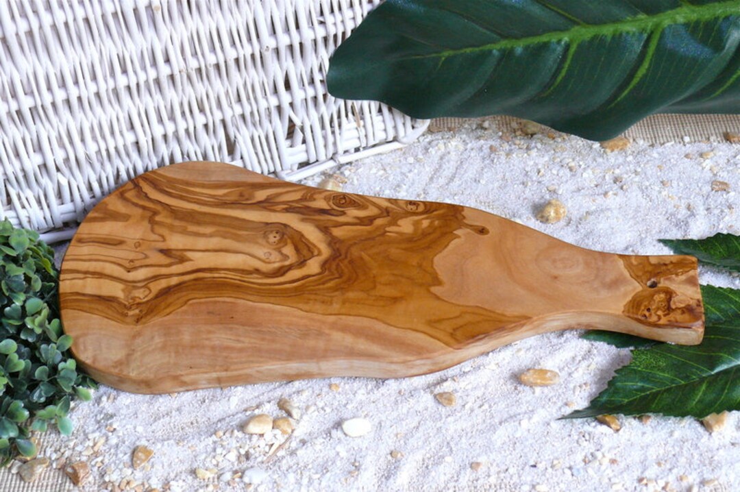 RUSTIC Serving Board With Handle, Approx. 35 39 Cm Made of Olive Wood ...