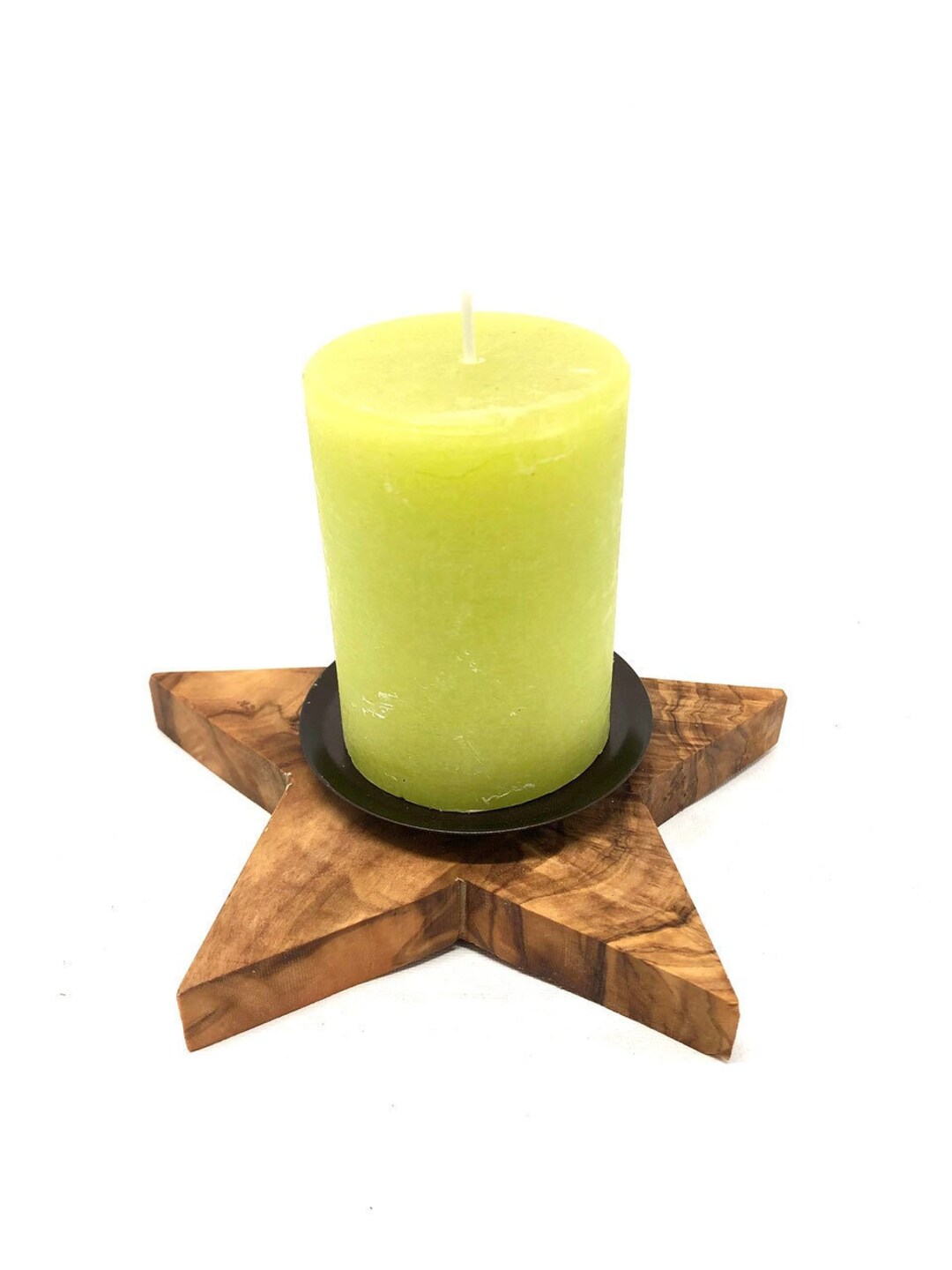 Candlestick Star Shape Olive Wood Candle Holder Pillar Candles Gift ...