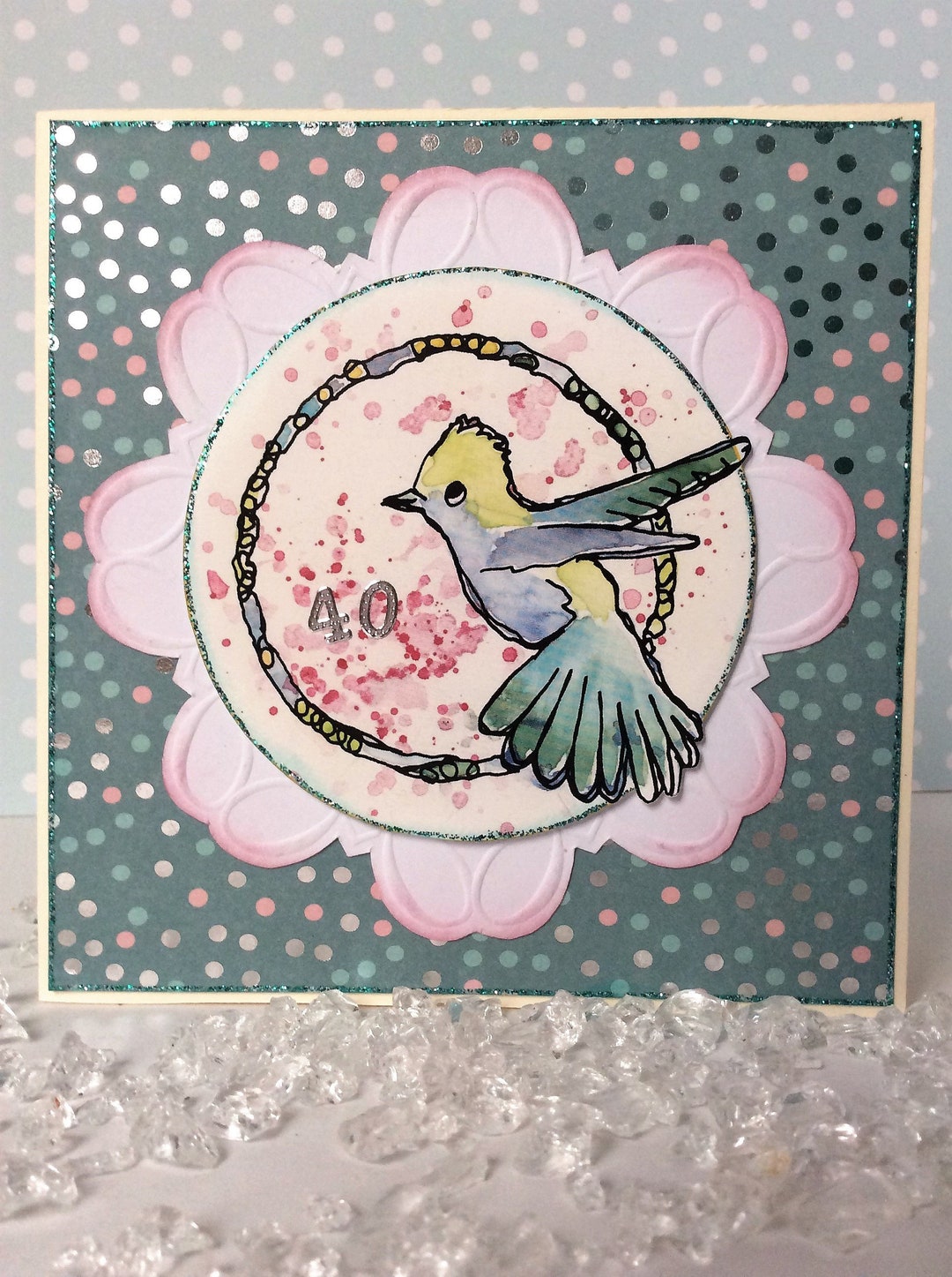 Congratulatory Card to the 40s With Bird Motif - Etsy