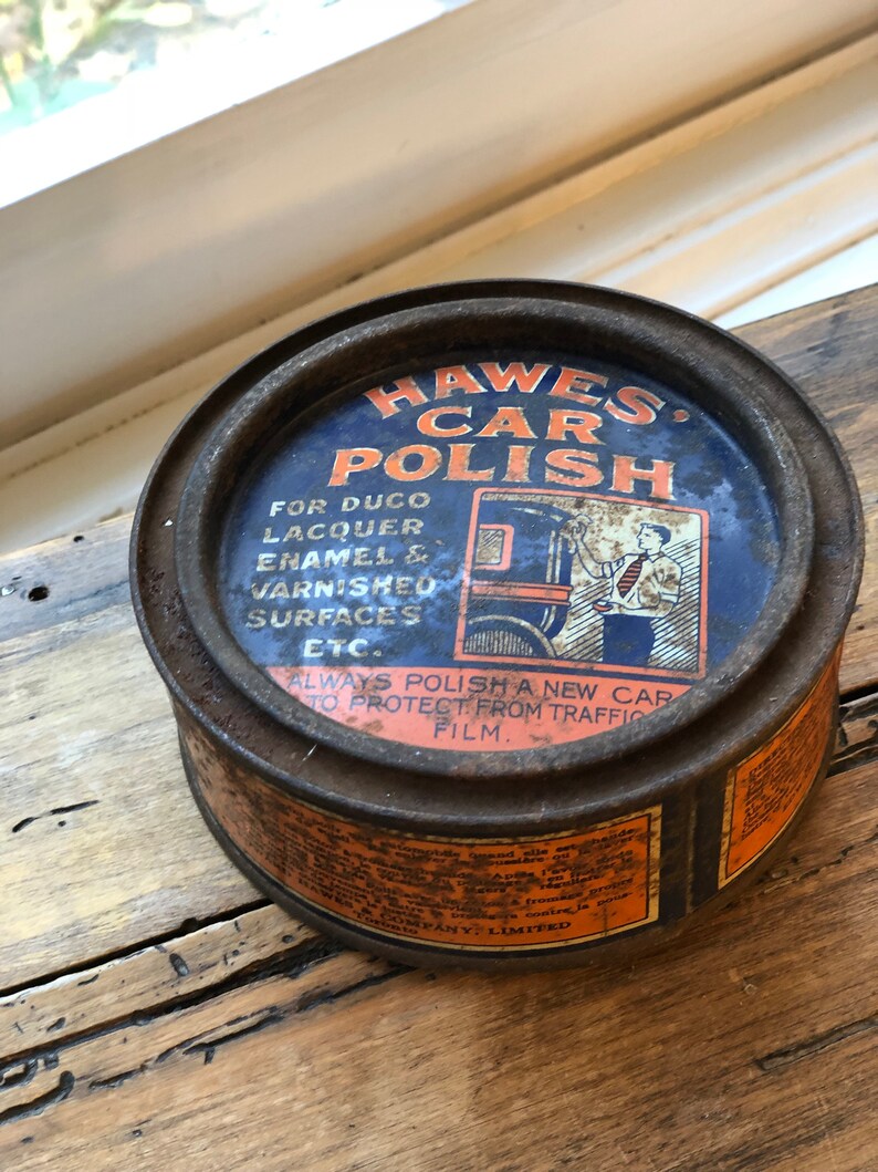 Vintage Car Wax Tin Litho Tin Can Hawes' Car Polish | Etsy