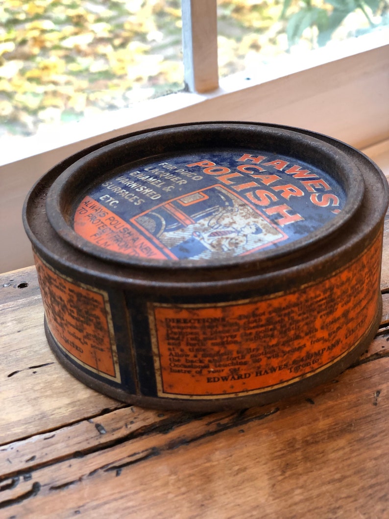 Vintage Car Wax Tin Litho Tin Can Hawes' Car Polish | Etsy
