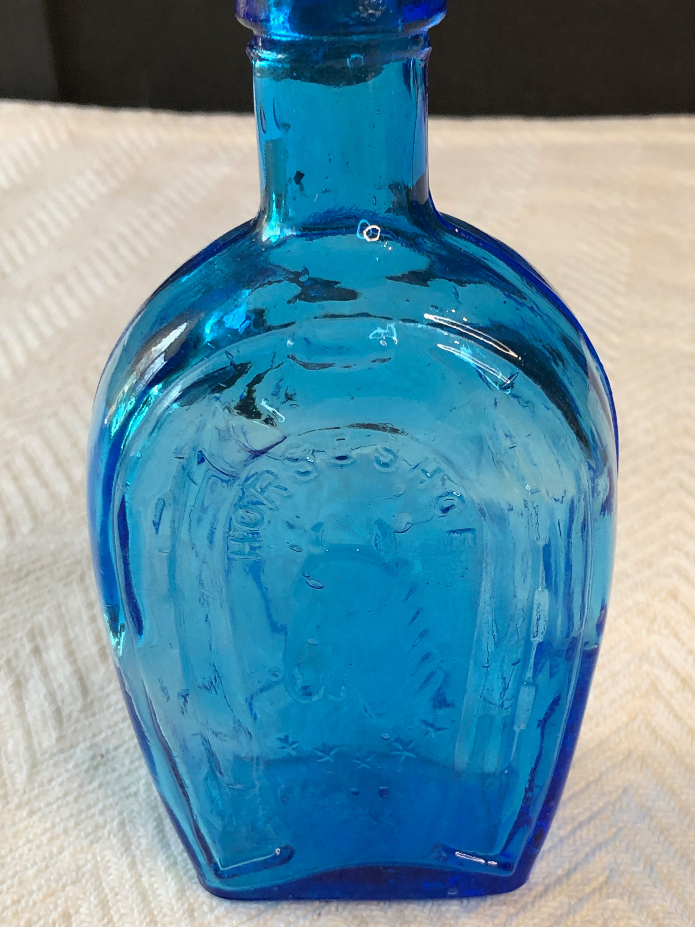 Blue Glass Bottles Set of 3 Large Horseshoe Bottle Approx. 6 | Etsy