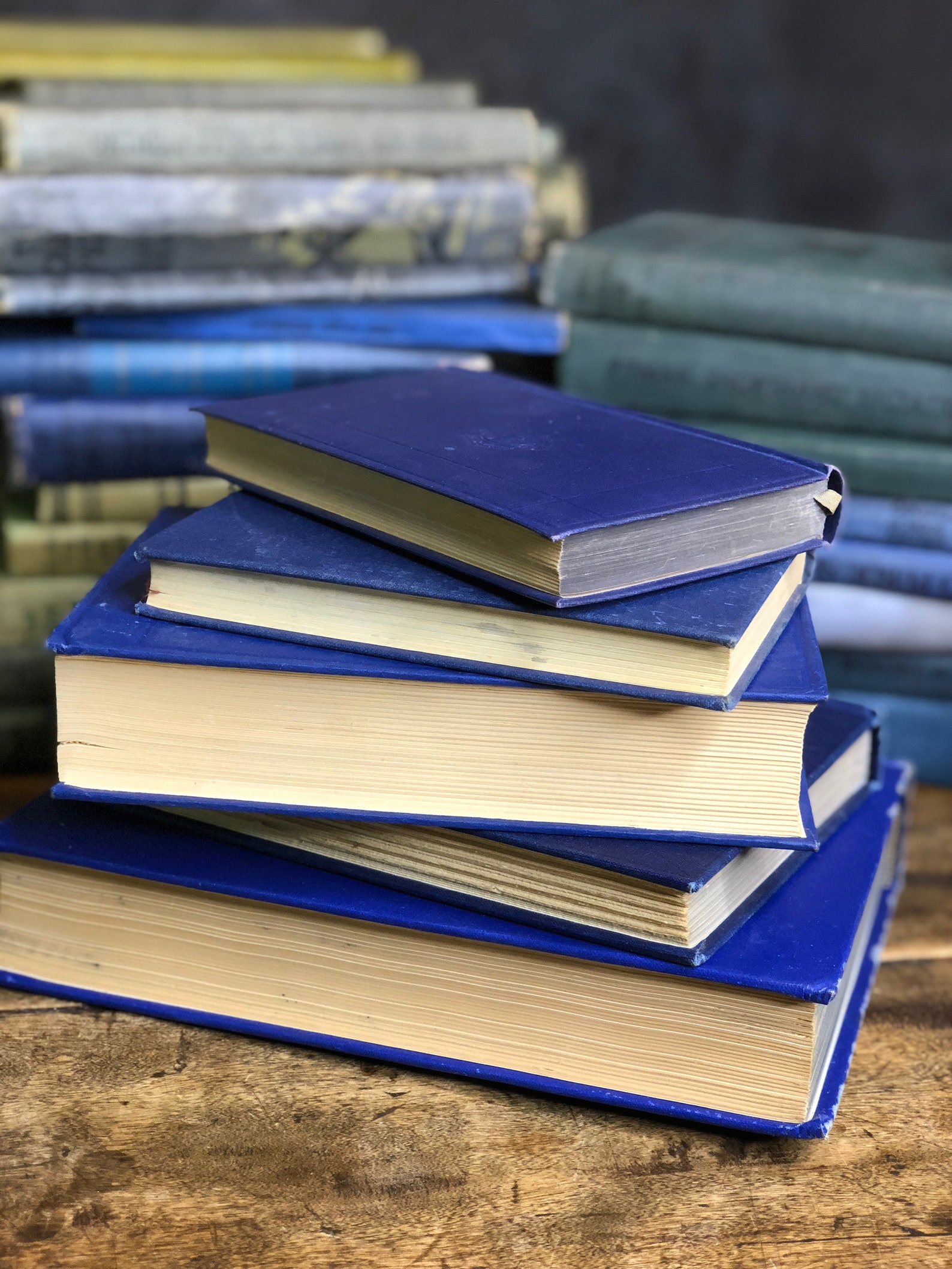 Blue Book Bundle Set of Five Royal Blue Book Stack Book | Etsy