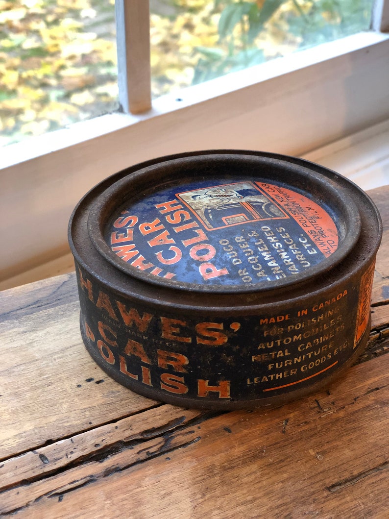 Vintage Car Wax Tin Litho Tin Can Hawes' Car Polish | Etsy