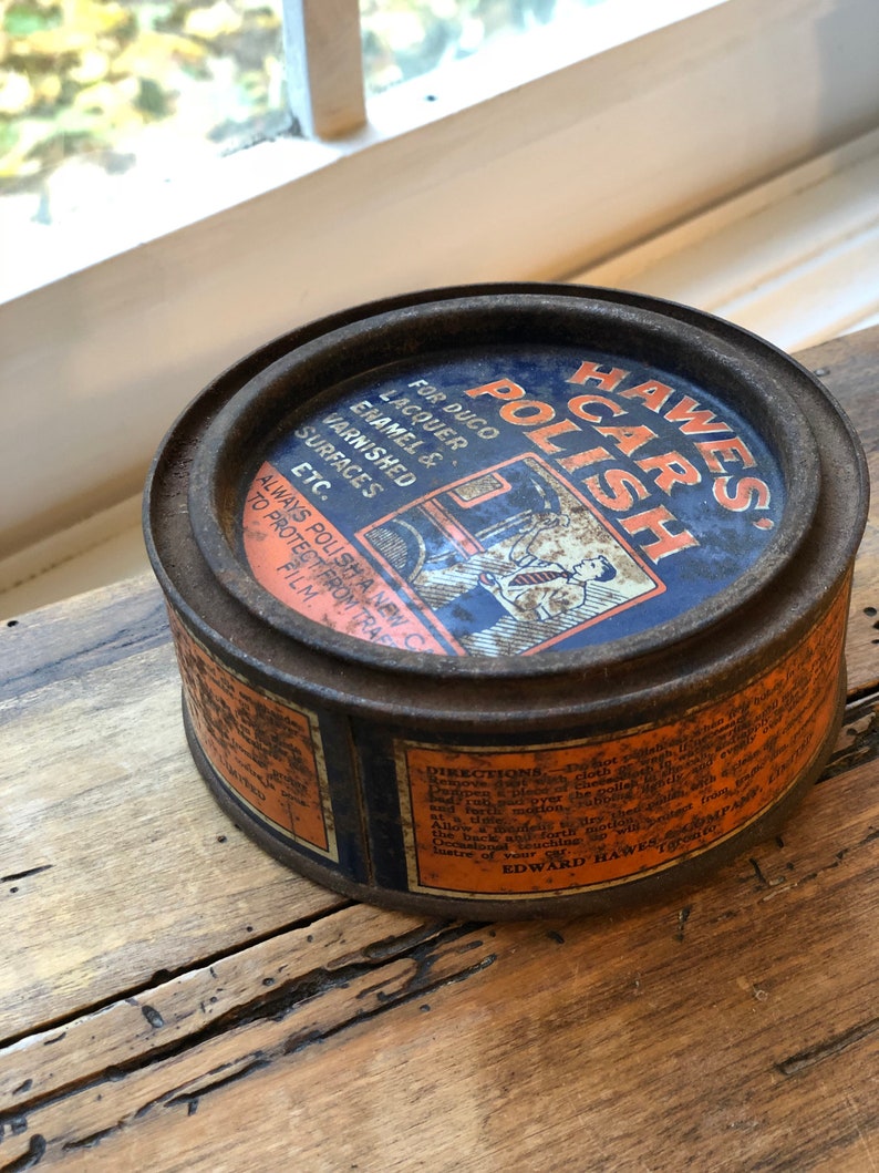 Vintage Car Wax Tin Litho Tin Can Hawes' Car Polish | Etsy