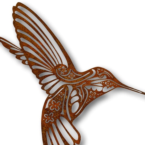 Rustic Flying Hummingbird Metal Wall Art Plaque Outdoor - Etsy