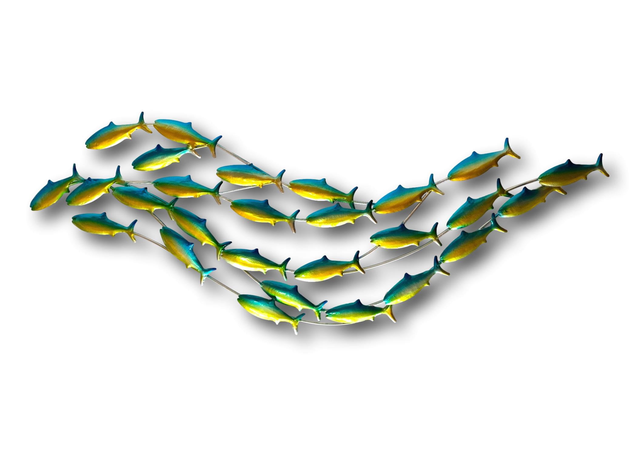 Large Under the Sea Shiny Fish School Wall Art - Handmade Metal Art ...